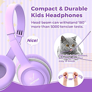 vinamass Kids Headphones, Ear Headphones for Kids, Wired Headphones with Safe Volume Limiter 85dB, Kids Headphones with Cord 3.5mm Jack Wired for Children/School