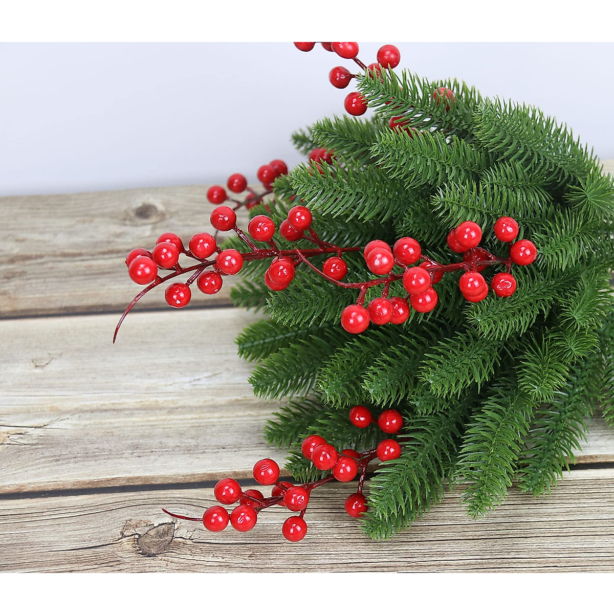 UWIOFF 12 Pack Artificial Red Berry, 10.2" Holly Christmas Berries Stems for Christmas Tree Wreath Decorations, Crafts, Festival Holiday and Home Decor
