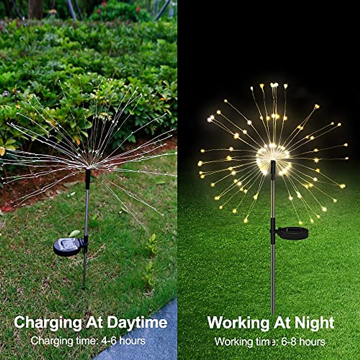 Anordsem Solar Garden Lights 2 Pack, Solar Fireworks Lights DIY Firework Lights,Outdoor Decorative Solar Lights IP65 Waterproof LED,Solar Pathway Lights for Walkway Patio Backyard Party (Warm White)