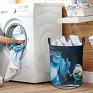 Yunlenb Cartoon Character Monsters Inc One Size laundry basket foldable Oxford cloth foldable laundry basket storage box storage basket with handles for clothes, toys,, White