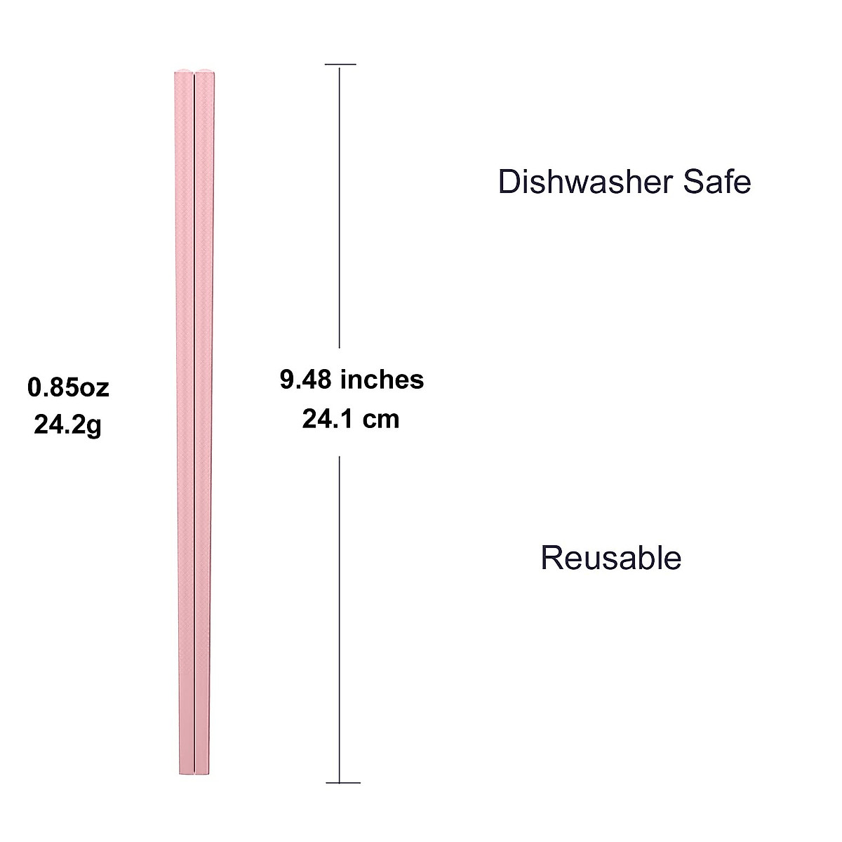 Dtdepth Fiberglass Chopsticks - 6 Pairs Pink Reusable Dishwasher Safe Chopsticks, Lightweight, Easy to Use, 9.48 Inch/24.1cm - Gift Set