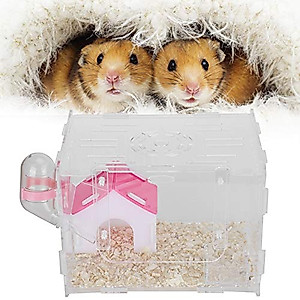 Hamster Single Layer House, Single Layer Pet Cage Transparent Hamster Cage, Hamster Supplies with Feeding Basin Acrylic Aquarium Aniamals Pets for Fish Tank(Small)