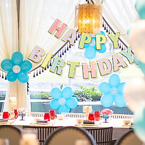 Happy Birthday Banner, Pre-Strung Happy Birthday Sign, Macaron Birthday Banner, Pastel Birthday Party Decorations, Birthday Decorations for Girls, Women, Baby Shower, Birthday Party Supplies(No DIY)