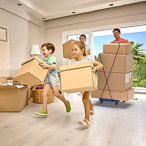 Ronlap Folding Hand Truck, Portable Dolly Cart Foldable Lightweight, 4 Wheels Push Cart Dolly for Moving, 265lbs Heavy Duty Moving Dollys with Wheels, Small Platform Hand Cart with 2 Ropes, Blue