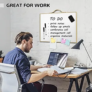 Small Dry Erase Board, Magnet Board for Wall, 16" X 12" Portable Aluminum Frame Mini Whiteboard, Magnetic Dry Erase Board with Holder, to Do List White Board for Office, Home, Kitchen, School