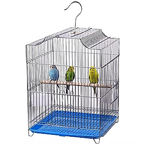 Parakeet Bird Cage, Wire Birdcage Hanging Bird House with Bird Feeder Waterer and Stand, Bird House Accessories for Budgie Parakeets Finches Canaries Lovebirds Small Parrots Cockatiels