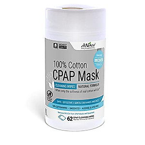 AWOW Professional CPAP Cleaning Wipes - Unscented 100% Cotton, Make CPAP-Mask-Cleaning easy for Daily CPAP/BiPAP Mask Maintenance, 62 CPAP Wipes per Canister. (3pk, 186 Wipes)
