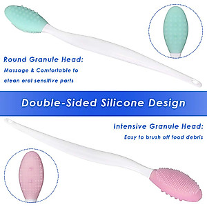 AUTOWT Dog Toothbrush, 4 Packs Silicone Pro Double-Sided Soft Comfort Gentle Dental Brushes Set Kit with 5.7 inches Curved Long Handle for Puppy Small Medium Dogs Cats Most Pet (Set 1)