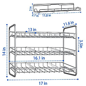 Bextsrack Can Rack Organizer for Pantry, Stackable Can Storage Holder with Side Basket Holds Up to 42 Cans for Kitchen Pantry Cabinet - Silver