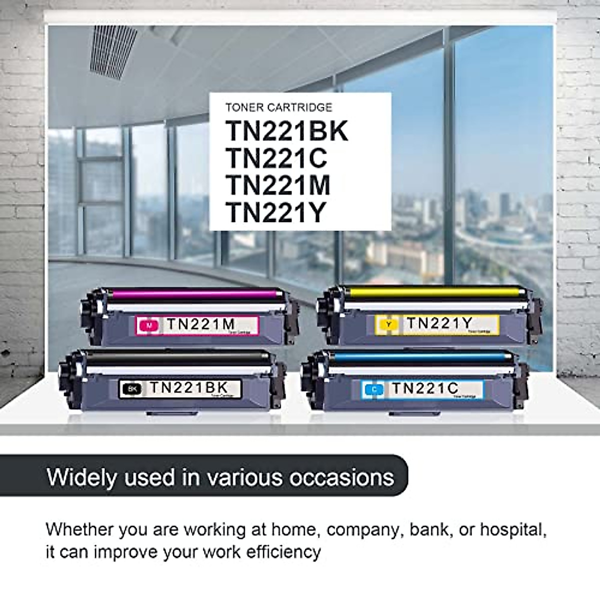 MYSS [4-Pack,1BK+1C+1Y+1M] TN-221 TN-221BK TN-221C TN-221Y TN-221M Toner Cartridge Compatible TN221 Toner Replacement for Brother HL-3180CDW MFC-9340CDW DCP-9020CDN Printers Toner Sold by MRYMYGS