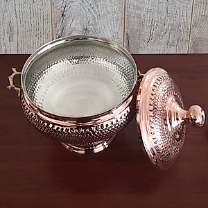 Binbir Trend Handmade Copper Soup Tureen with Lid, Soup Server Pot, Large Serving Bowl - Honeycomb Pattern - Tinned Copper-169 Fl Oz