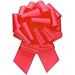 Large Ruby Red Gift Wrap Pull Bows - 5" Wide, Red Ribbon Big Pull Flower Bows for Christmas, Valentines, Mother's Day Gifts and Presents, Set of 6 (X-Mas Red)
