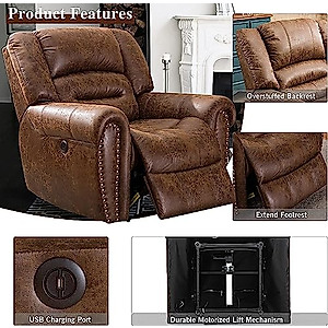 Phoenix Home Classic Power Chair Recliner, Nut Brown