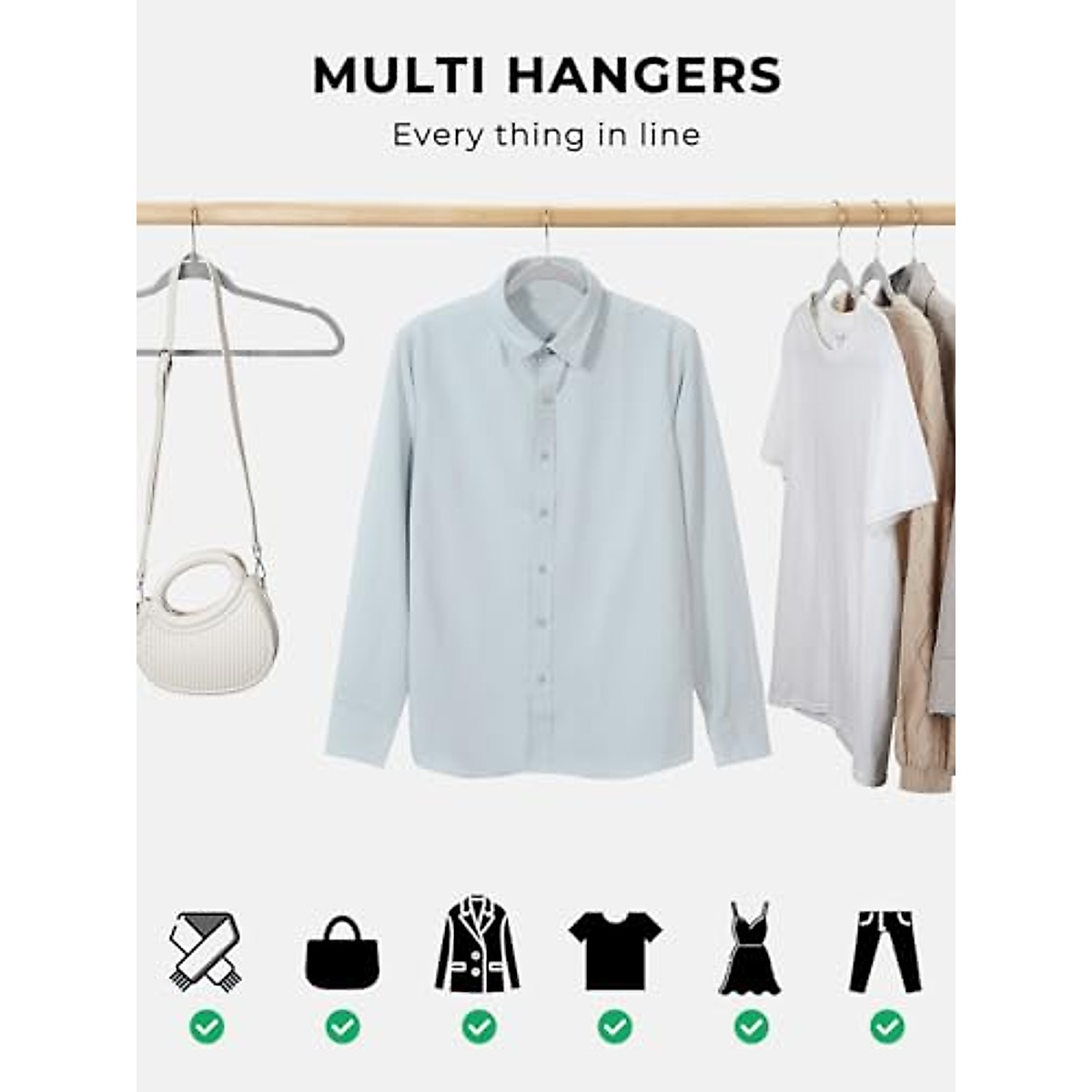 SMARTOR Clothes Hangers 50 Pack, Non-Velvet Plastic Hangers for Clothes | Heavy Duty Coat Hanger | Space Saving Closet Hangers with Chrome Swivel Hook | Non-Flocked Hangers Slim Hangers - Light Grey