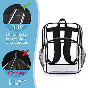 Nausear Clear Backpack Heavy Duty Large PVC Transparent Backpack See Through Backpack for School, Sports, Work, Stadium, Security, Travel, College - H18''xW14''xD8