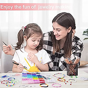 Redtwo 3400pcs 4mm Glass Seed Beads for Jewelry Bracelet Making Kit, Small Beads Friendship Bracelet Kit, Tiny Waist Beads Kit with Letter Beads and Elastic String, DIY Art Craft Girls Gifts (4mm)