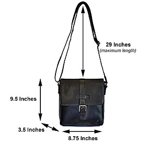 Zinda Genuine Leathers Women's Handbag Flap Over Crossbody Shoulder Sling Multiple Pockets (Black)