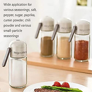 HeyooHeloo Precision Salt Dispenser with Moisture-Proof Glass Seasoning Jar,Perfect for Salt, Spice, Pepper (M)