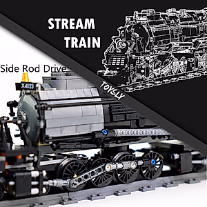 TOYSLY Badboy Steam Train Building Kit, Collectible Steam Locomotive Display Set, Large Train Set with Train Tracks, Top Present for Train Lovers (1608 PCS)