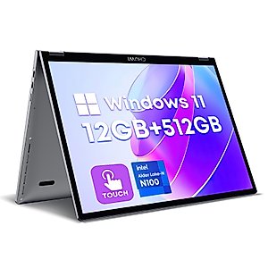 CHUWI 2023 MiniBook X Touchscreen 2-in-1 Laptop, 12GB RAM 512GB ROM, Intel Celeron N5100, 10.51" Windows 11 Convertible Laptops, 1TB SSD Expand, 1920x1200, Backlit Keyboard, WiFi 6, BT5.2, Webcam