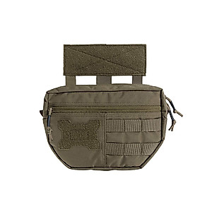 EXCELLENT ELITE SPANKER Tactical Drop Dump Pouch Molle Tool Pouch with Hook & Loop Carrying Kit Bag for Tactical Vest Chest Rig(Ranger Green)