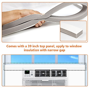 GCGOODS Window Air Conditioner Insulated Foam Panels, Winter Surround Insulation Side Panel with Top Seal Strip for Window AC Unit Indoor, White