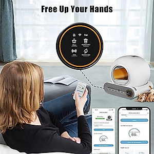 (2024) DuckSky Self Cleaning Cat Litter Box, 65L+9L Extra Large Automatic Litter Box for Multiple Cats, Features negative ion Sterilization and Deodorization, APP Control, and Health Monitor.(White)