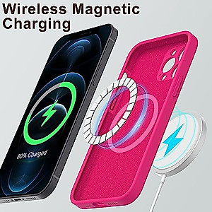 DEENAKIN iPhone 12 Pro Magnetic Case with Screen Protector and Enhanced Camera Cover,[Suitable for Magsafe] Soft Flexible Gel Rubber Bumper Protective Phone Case for iPhone 12 Pro 6.1" Hot Pink