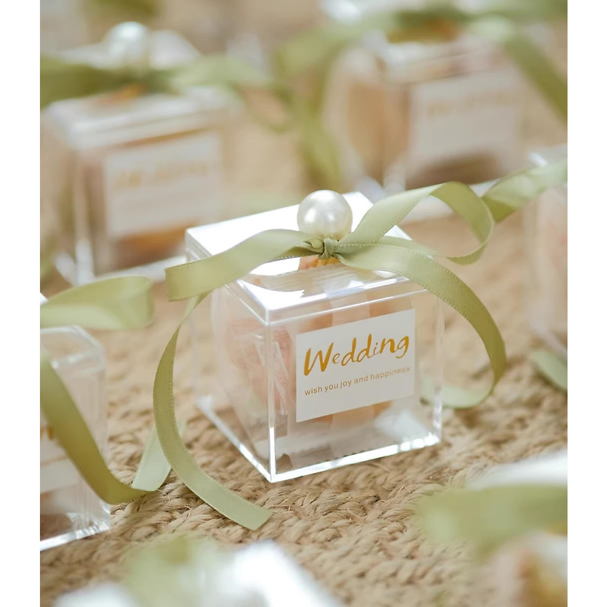 Acrylic Box with Lid Clear Acrylic Box Plastic Square Cube Christmas Display Boxes 24 Packs Transparent Candy Jewelry Organizing Storage Box Wedding Party Favor Decorations Box