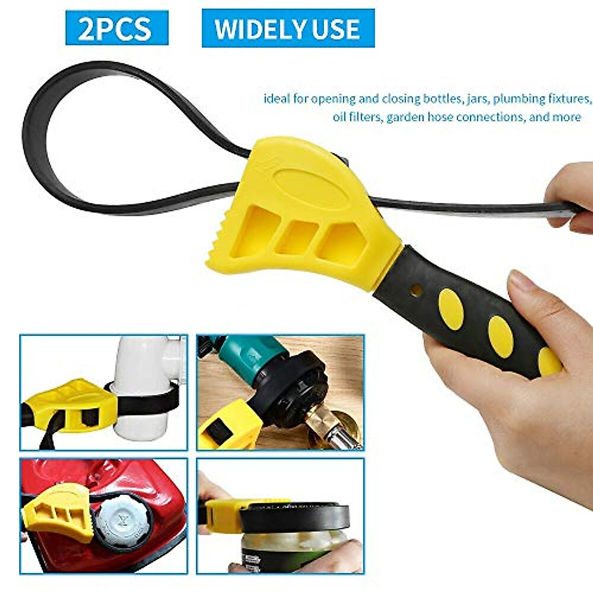 Gator parts Universal Rubber Strap Wrench Set,Jar Opener Pipe Multifunctional Wrench Tools for Mechanics Plumbers,Rubber Strap Adjustable Wrenches-2pcs