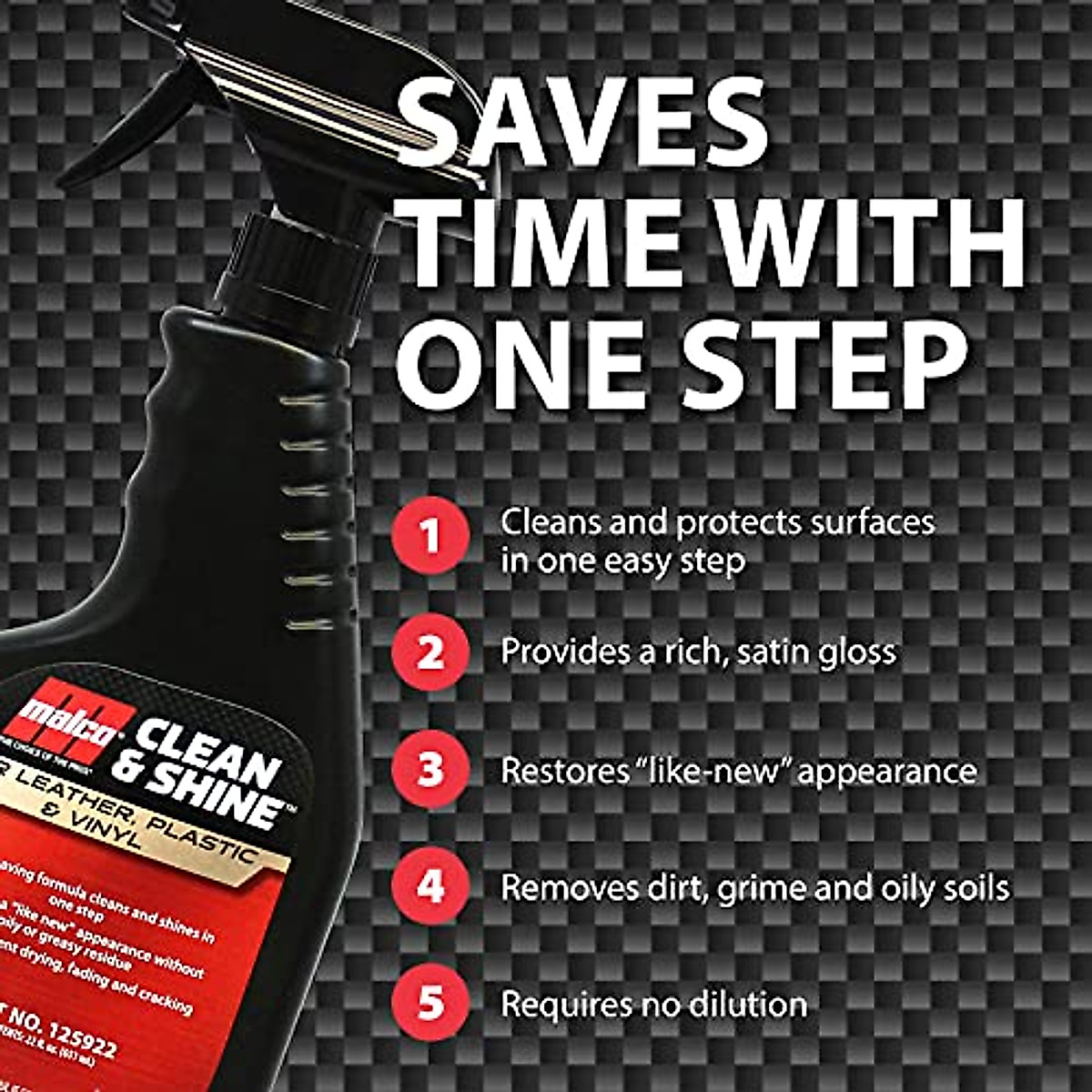 Malco Clean & Shine Interior Car Cleaner and Dressing – Restore Leather, Plastic and Vinyl Surfaces in Your Vehicle/Clean, Condition and Protect in 1 Simple Step / 22 oz. (125922)