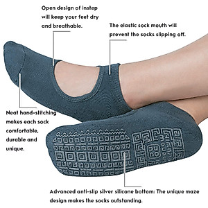 unenow Non Slip Grip Yoga Socks for Women with Cushion for Pilates, Barre, Dance