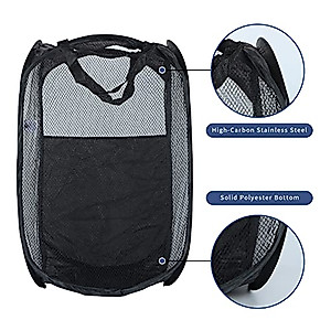 Nvatorfox 2 Pack Pop Up Storage and Laundry Hamper, Mesh Popup Laundry Hamper Portable, Durable Handles Collapsible for Storage and Easy to Open, for The Kids Room, College Dorm or Travel (Black)