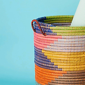 Handwoven Storage Basket Rainbow Colors (19" Medium)