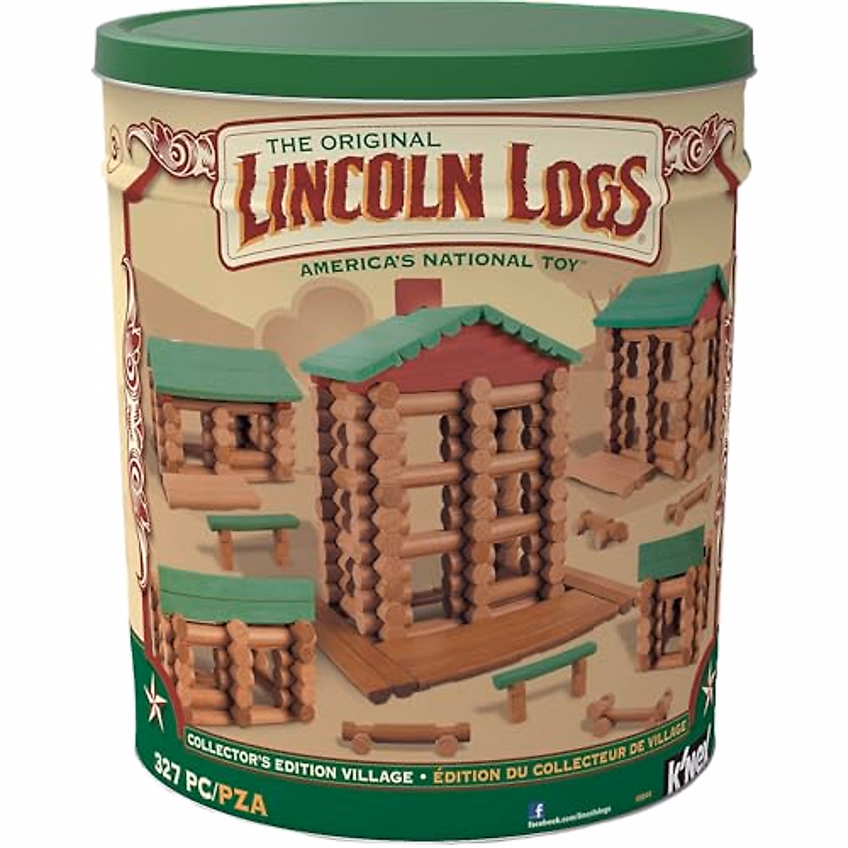 LINCOLN LOGS Collector's Edition Village Set - 327 Real Wood Pieces, Ages 3+, Retro Building Toy for Boys/Girls, Creative Construction Game