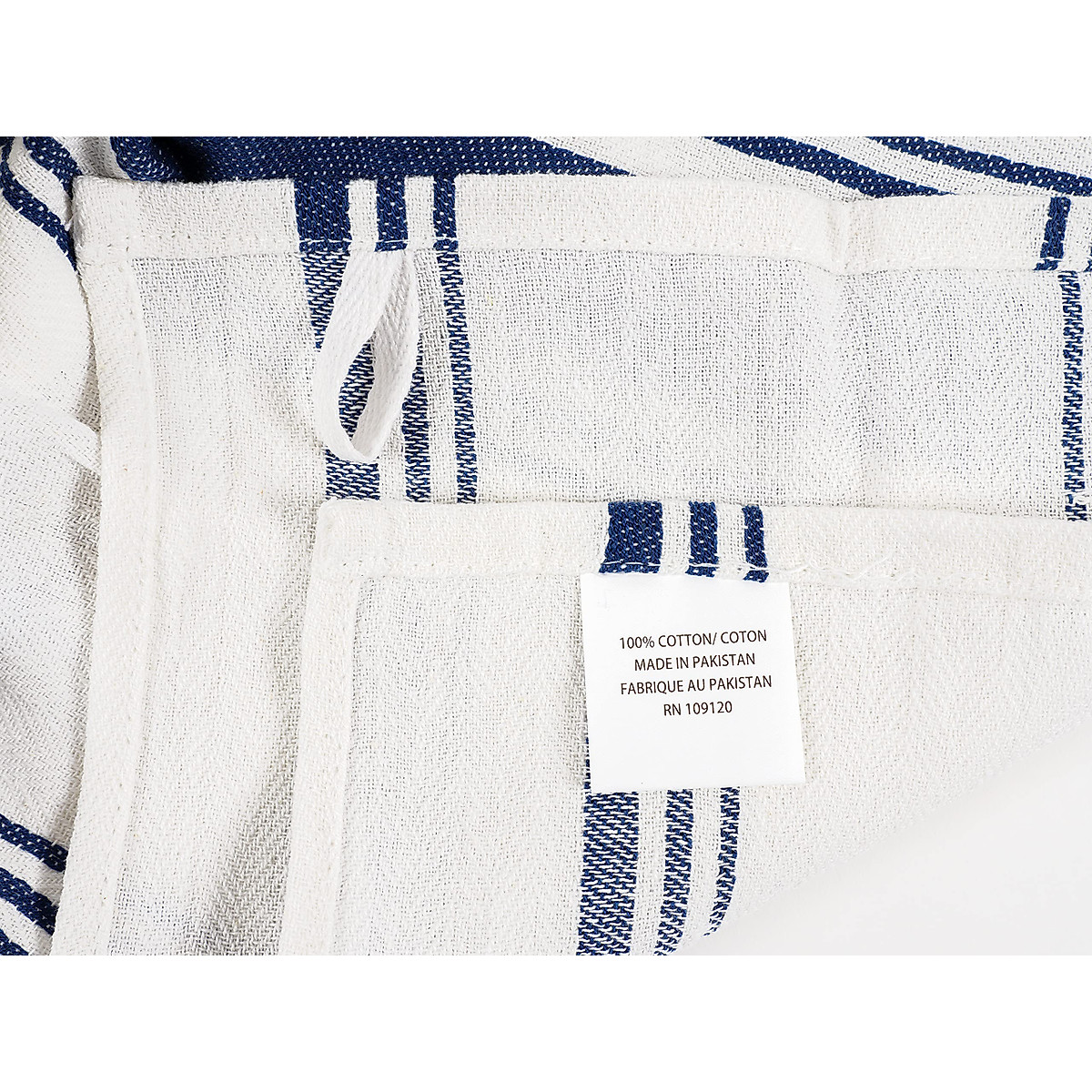 KAF Home Assorted Flat Kitchen Towels | Set of 10 Dish Towels, 100% Cotton - 18 x 28 inches | Ultra Absorbent Soft Kitchen Tea Towels | Perfect for Cooking, Cleaning, and Drying Hands (Navy)