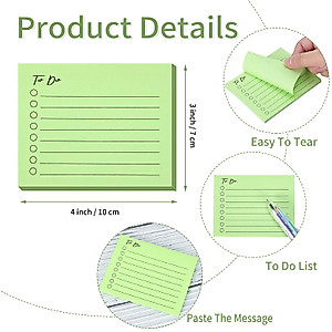 EOOUT 10 Pack to Do List Sticky Notes, 500 Sheets Self-Stick to Do Sticky Notes with Line, 3x4 Inch Adhesive Memo Sticky Notes Notepad Bulk, Home Office School Planner Reminder Supplies