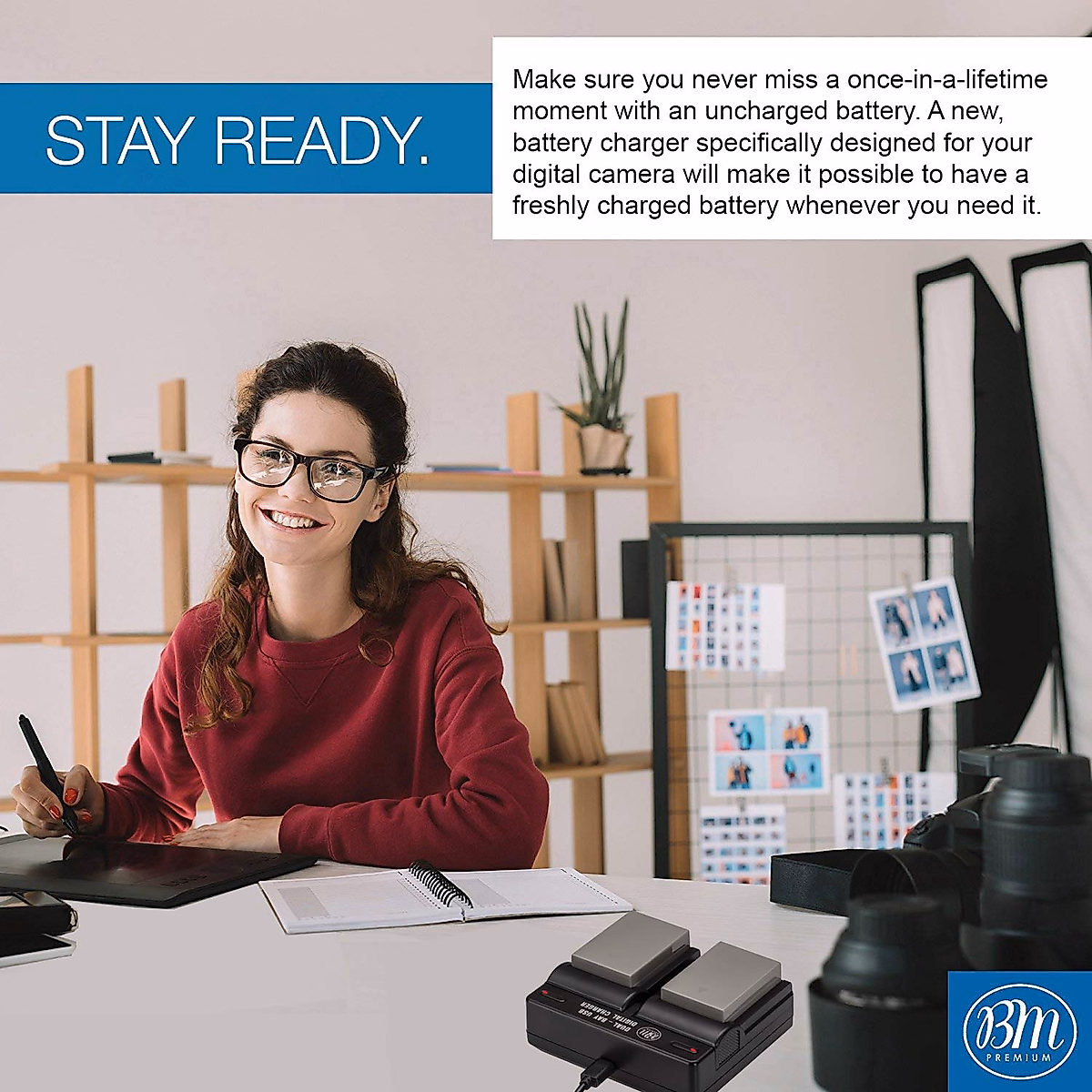 BM Premium 2 BLS-50, PS-BLS5 Batteries and Dual Bay Charger for Olympus OM-5, OM-D E-M5 III, E-M10, E-M10 III, E-M10 IV, E-PL8 E-PL9 E-PL10 Stylus 1 Cameras