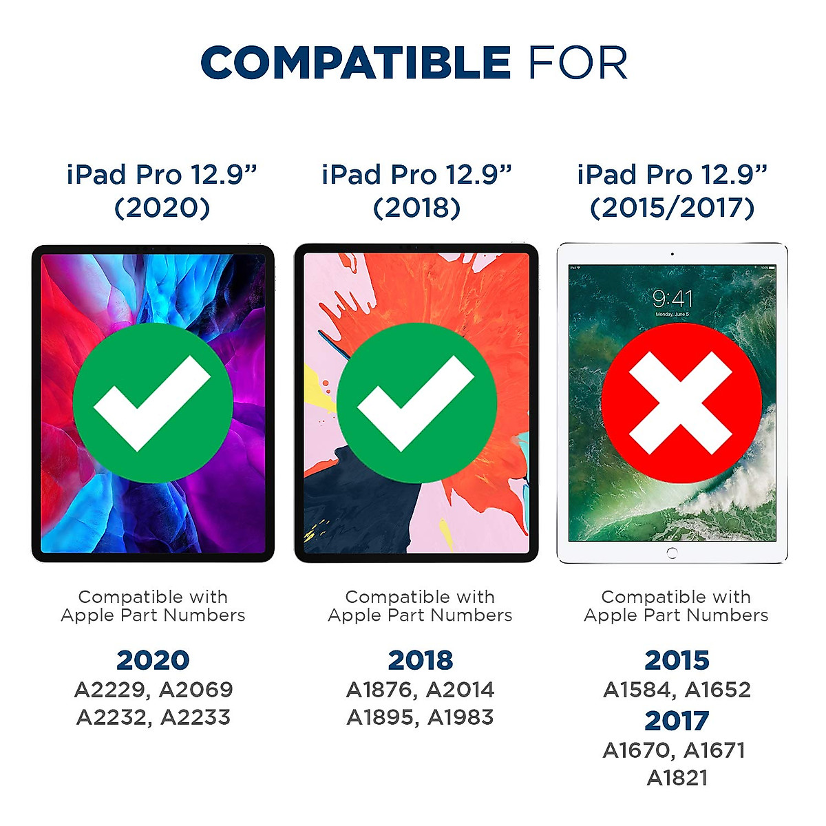 Tech Armor Screen Protector for iPad Pro 12.9 Inch 2022/2021/2020/2018 (6th/5th/4th/3rd) Model, 9 H Hardness Liquid Retina Display, Face ID Compatible, Ballistic Tempered Glass 1 Pack