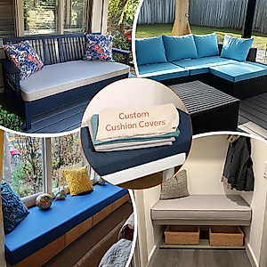 Focuprodu Custom Cushion Covers,Patio Bench Cushion Cover, Replaceable Bench Cushion/Chair Cushion Cover.80+ Colors to Choose from.Multi-Scene Applications. (Custom Size)
