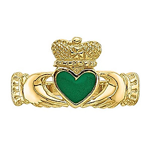 14K Yellow Gold Irish Heart Love Claddagh Celtic Ring Size 7