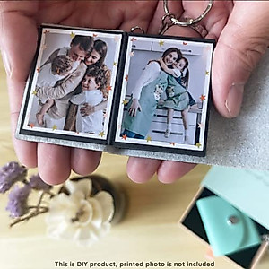 Mini Photo Keychain, DIY Small Custom Leather Memory Photo, Picture Keychains Personalized Album, Mini Cute Key Ring Keychain with Picture Book for Family, Boyfriend, Couples, Dog, Friends_MPKM