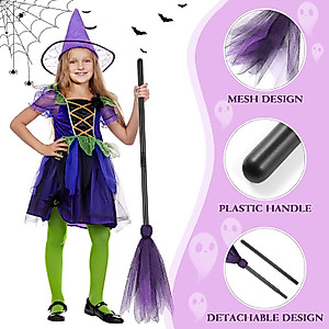 FOMIYES 2Pcs Halloween Witch Broom Net Yarn Witch Broom Kids Cosplay Broomstick for Halloween Costume Party Haunted House Masquerade Show Prop Supplies