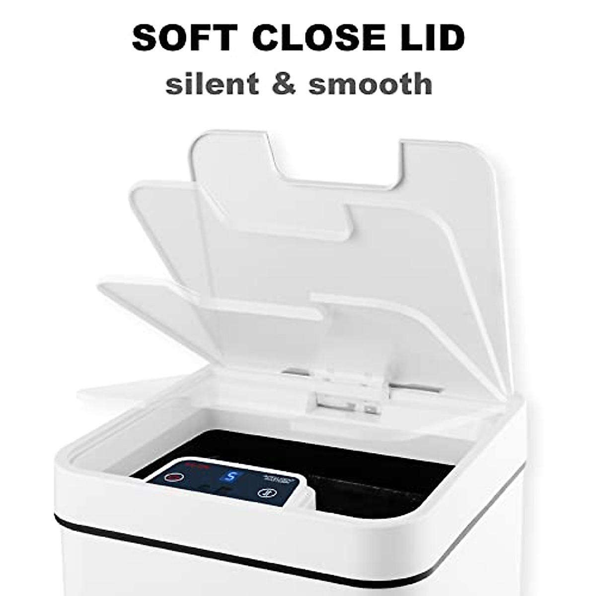 TrashAid Motion Sensor Trash Can with Lid, 4.8 Gallon Touchless Rechargeable Smart Trash Bin Bathroom, Automatic Plastic Garbage Can for Bedroom, Office, Living Room, White