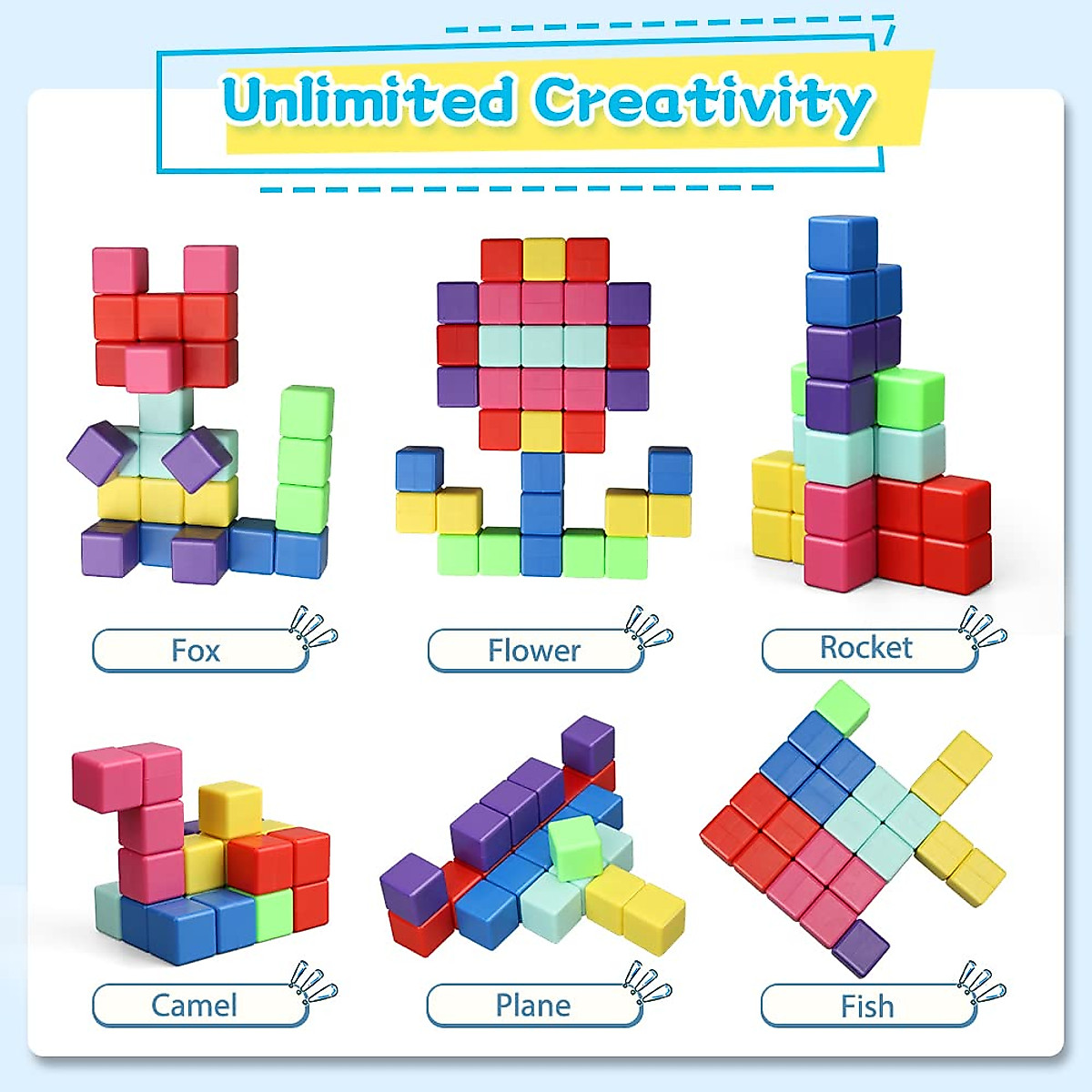 Dilabnba Large Magnetic Block for Kids Toddler, 1.26 Inch Jumbo Magnet Cube Science Kit Building Set, Preschool STEM Educational Learning Creativity Magnet Toys（18PCS）