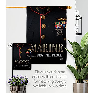 Dress Blue Marine Garden House Flag - Set Armed Forces Corps USMC Semper Fi United State American Military Veteran Retire Official - Banner Small Yard Gift Double-Sided Made in USA 28 X 40