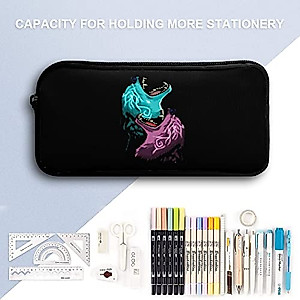 Blue Purple Thunder Wolf Pencil Case Pencil Pouch Coin Pouch Cosmetic Bag Office Stationery Organizer