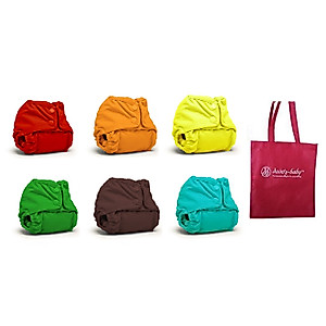 Rumparooz Newborn Cloth Diaper Covers, 6 Pack, Gender Neutral Colors with Reusable Dainty Baby Bag Bundle (Snap)