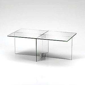Henn&Hart Coffee Table, One Size, Clear Glass, 16" H x 42" L x 24" W