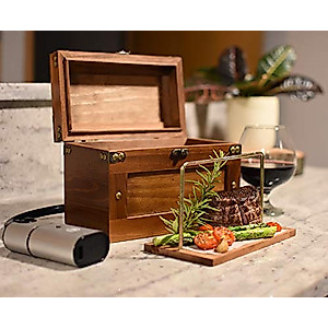 Cocktail Smoker Box Smoking Gun Wood Smoke Infuser I Indoor Smoker Wooden Box 9”x 5” x 6” with Smoke Infuser 4.7” x 2.4” x 1.4” I Portable Smoke Generator Smoking Accessories